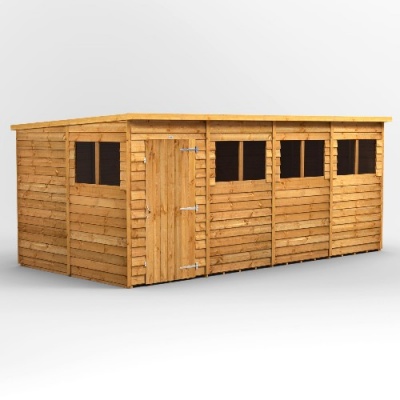 Power Overlap Pent Shed 16x8 | Garden Sheds - Atlantic Timber