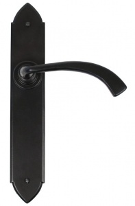 Gothic Curved Lever Door Handle on Various Backplates - Atlantic Timber