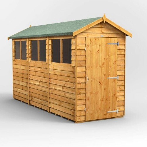 Power Overlap Apex Shed 12x4 | Garden Sheds - Atlantic Timber