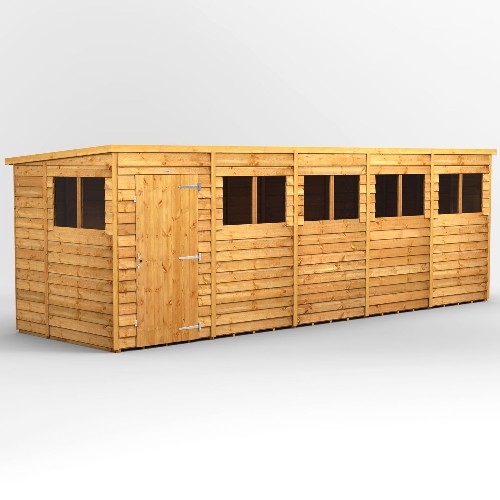 Power Overlap Pent Shed 20x6 | Garden Sheds - Atlantic Timber