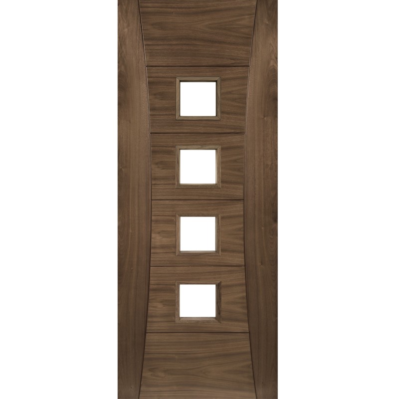 Internal Pre-Finished Walnut Pamplona Clear Glazed Door - Atlantic Timber