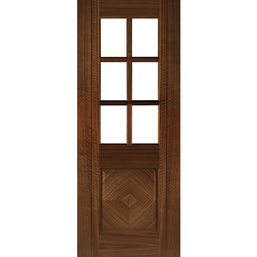 Internal Pre-Finished Walnut Kensington Clear Bevelled Glazed Door ...