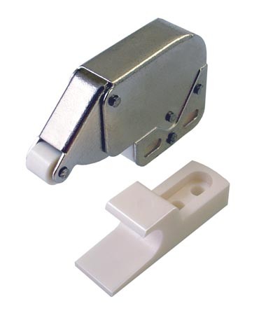 Mini Tip Latch - White & Zinc Plated - Atlantic Timber