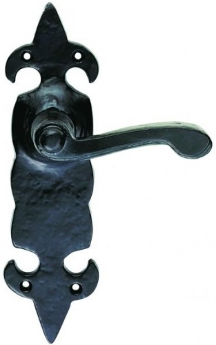 Fleur de lys' Lever Door Handle on WC Backplate - Atlantic Timber