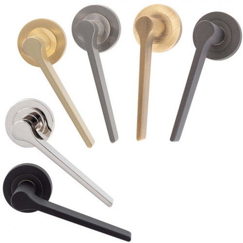 Velino Lever Door Handle on Round Rose - Atlantic Timber